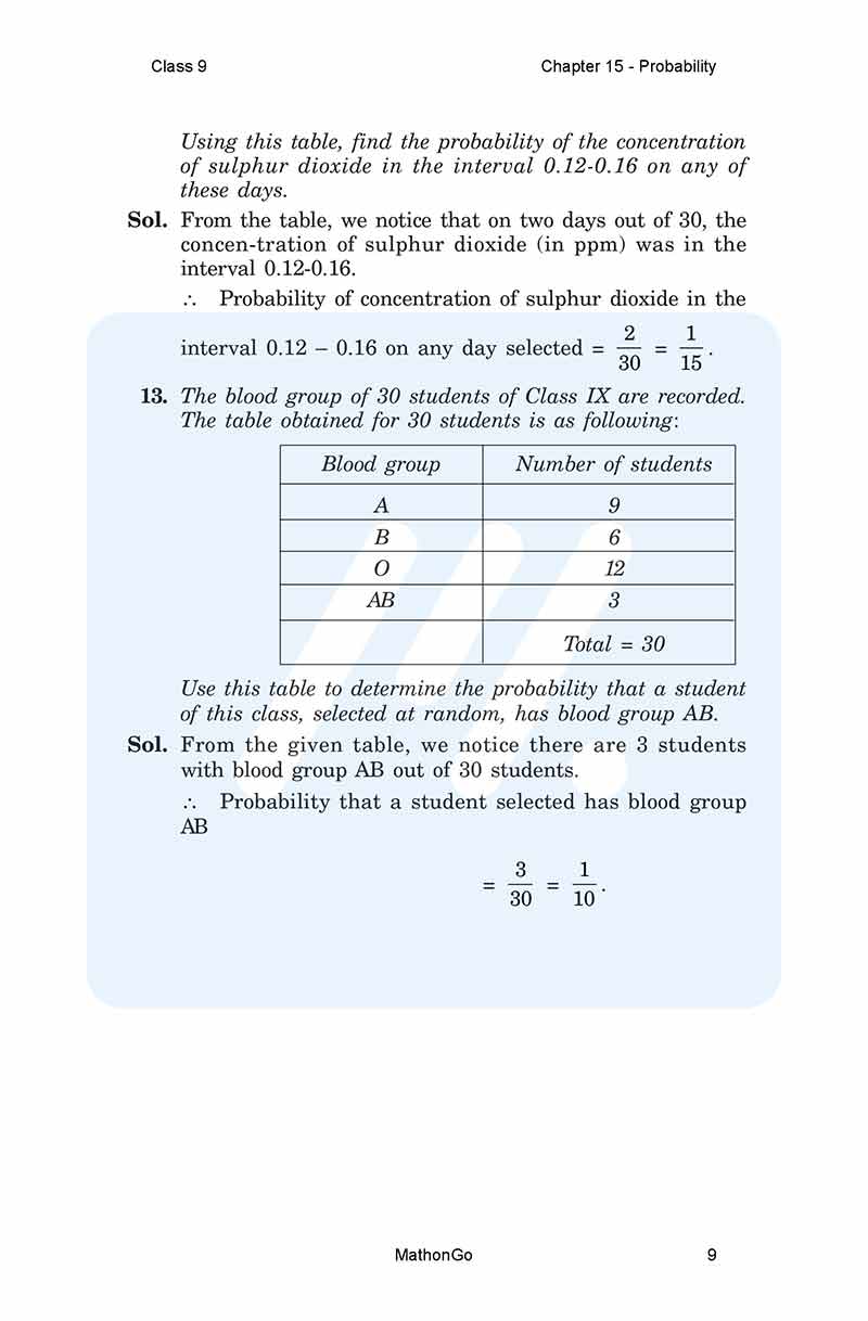 NCERT Solutions for Class 9 Maths Chapter 15 – Probability – MathonGo