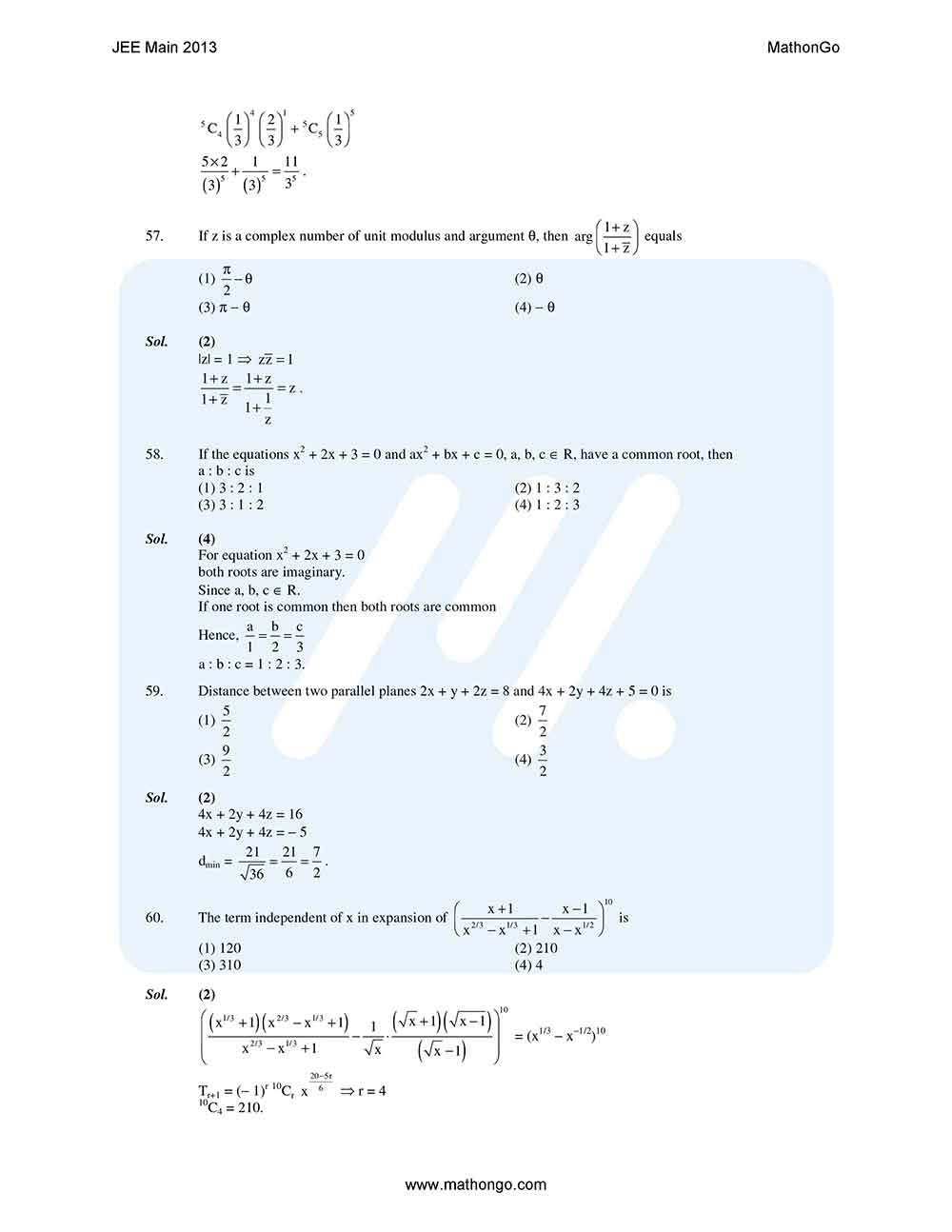 JEE Main 2013 Previous Year Question Paper with Answer Keys – MathonGo