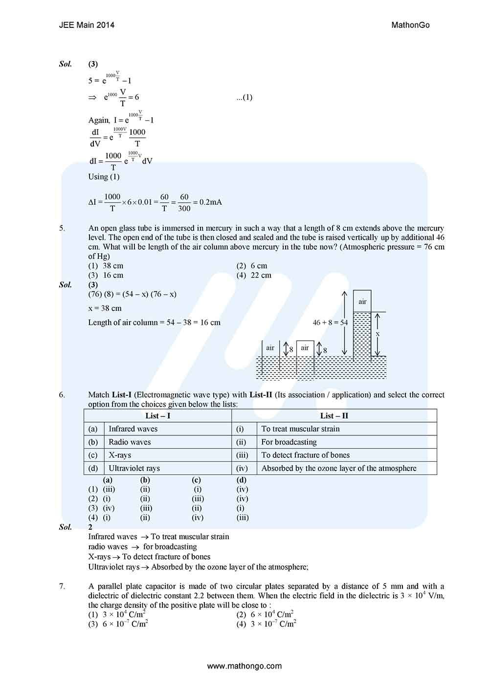 JEE Main 2014 Previous Year Question Paper with Answer Keys – MathonGo