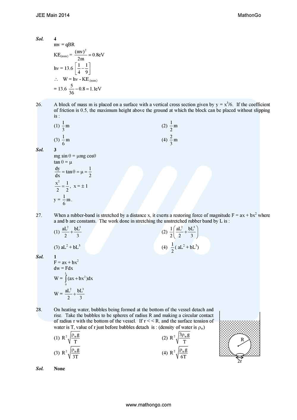 JEE Main 2014 Previous Year Question Paper with Answer Keys – MathonGo