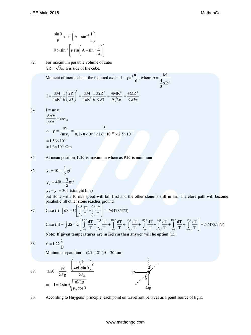 JEE Main 2015 Previous Year Question Paper with Answer Keys – MathonGo