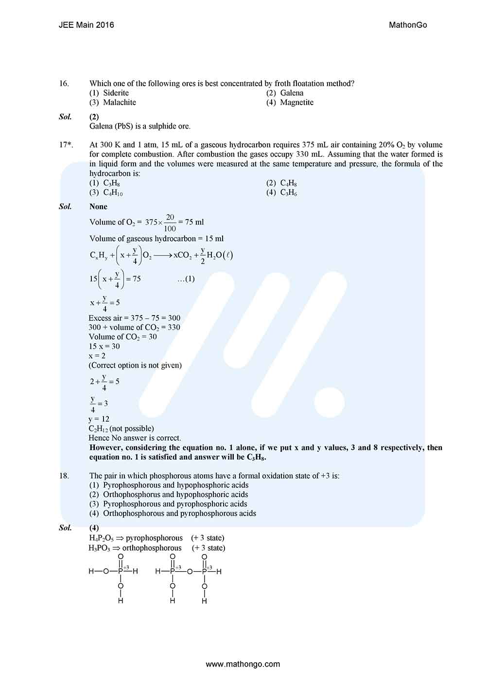 JEE Main 2016 Previous Year Question Paper with Answer Keys – MathonGo