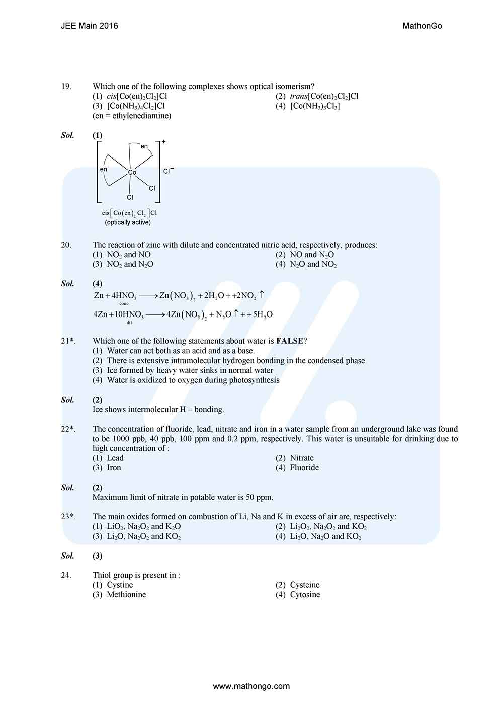 JEE Main 2016 Previous Year Question Paper with Answer Keys – MathonGo