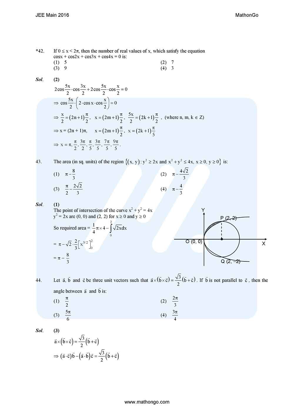 JEE Main 2016 Previous Year Question Paper with Answer Keys – MathonGo