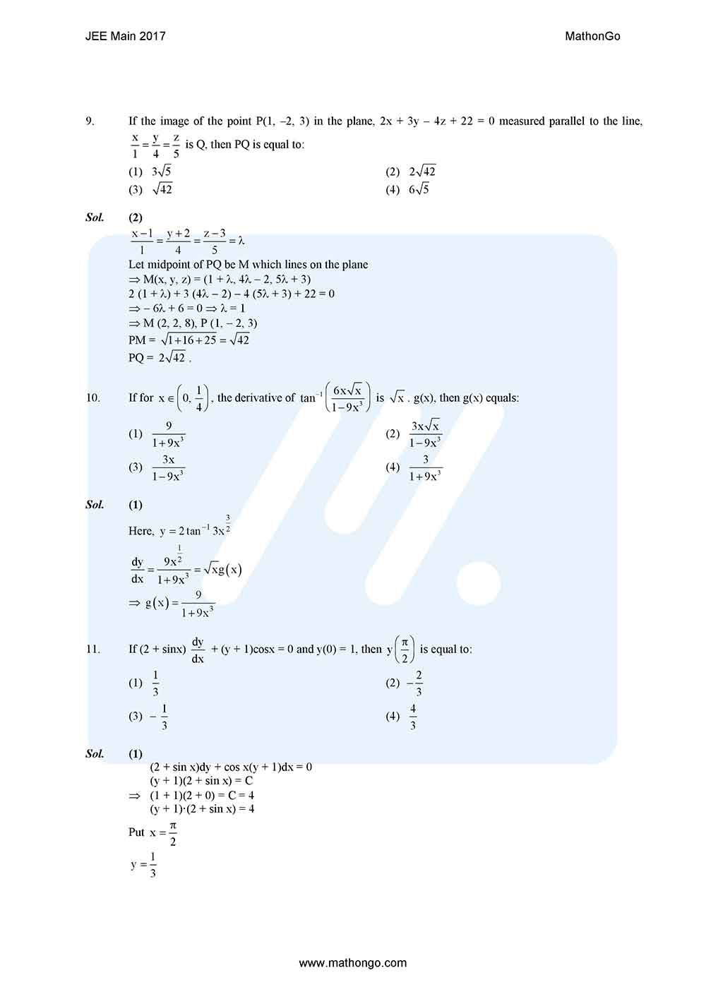 JEE Main 2017 Previous Year Question Paper with Answer Keys – MathonGo