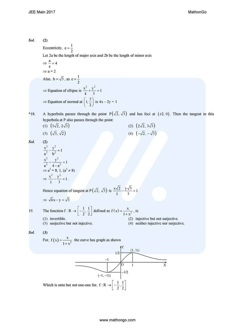 JEE Main 2017 Previous Year Question Paper with Answer Keys – MathonGo