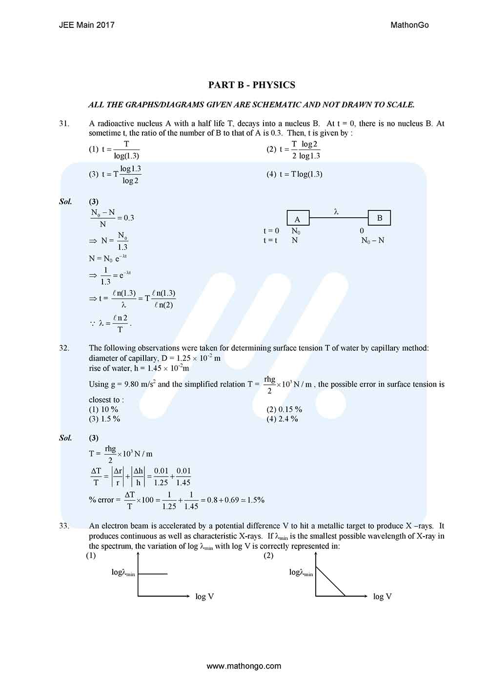 JEE Main 2017 Previous Year Question Paper with Answer Keys – MathonGo