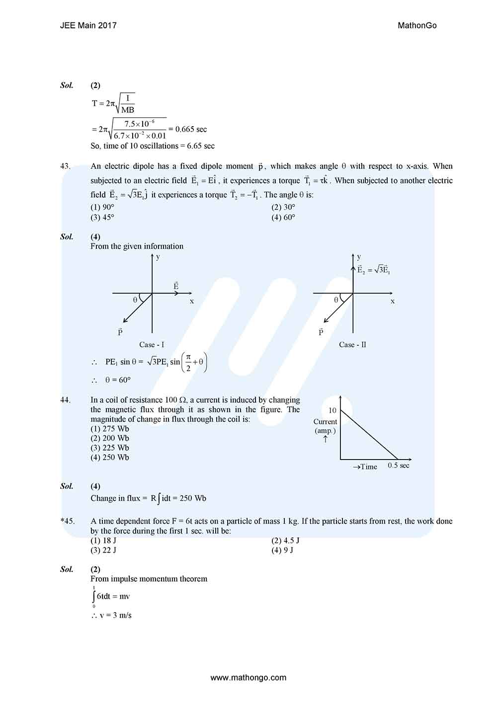 JEE Main 2017 Previous Year Question Paper with Answer Keys – MathonGo