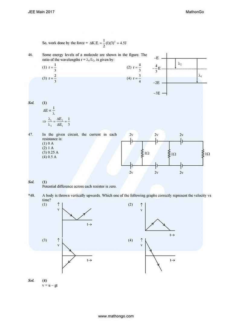 JEE Main 2017 Previous Year Question Paper with Answer Keys – MathonGo