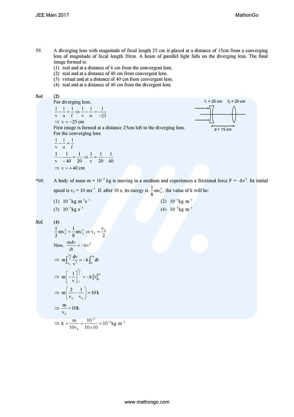 JEE Main 2017 Previous Year Question Paper with Answer Keys – MathonGo
