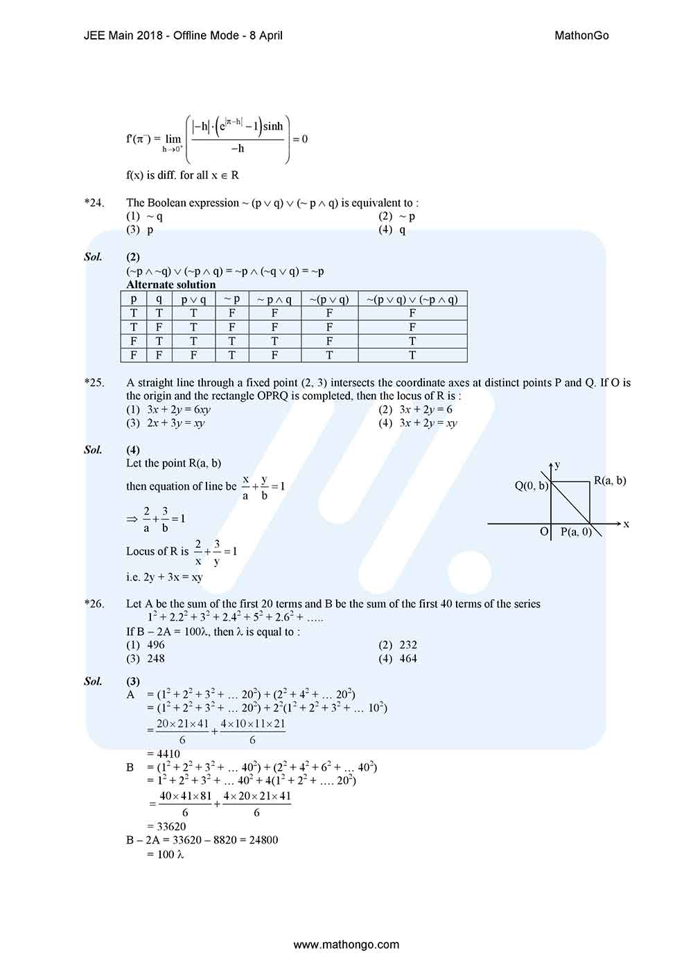 JEE Main 2018 Question Paper with Answer Keys (8th April Offline ...