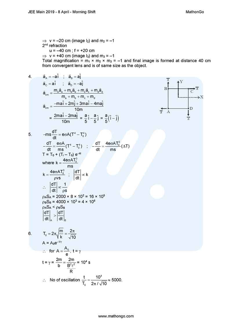 JEE Main 2019 Question Paper with Answer Keys (8th April – Morning ...