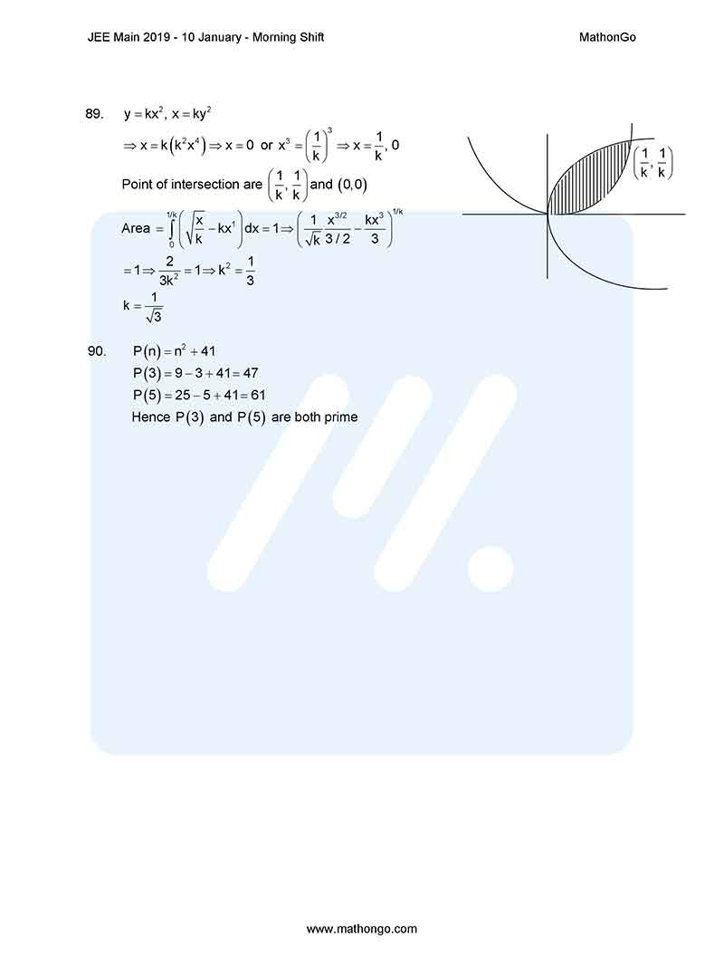 JEE Main 2019 Question Paper with Answer Keys (10th January – Morning) – MathonGo