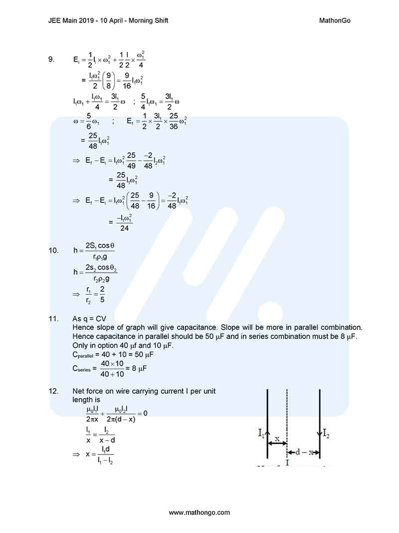 JEE Main 2019 Question Paper with Answer Keys (10th April – Morning ...