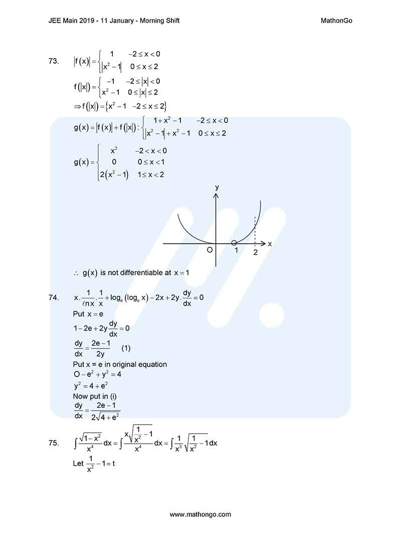 JEE Main 2019 Question Paper with Answer Keys (11th Jan – Morning ...