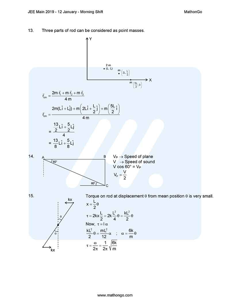 JEE Main 2019 Question Paper with Answer Keys (12th Jan – Morning ...