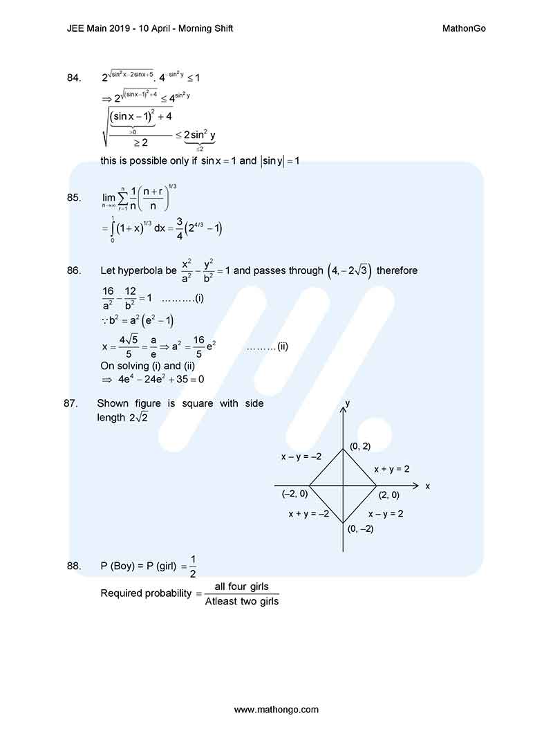 JEE Main 2019 Question Paper with Answer Keys (10th April – Morning ...