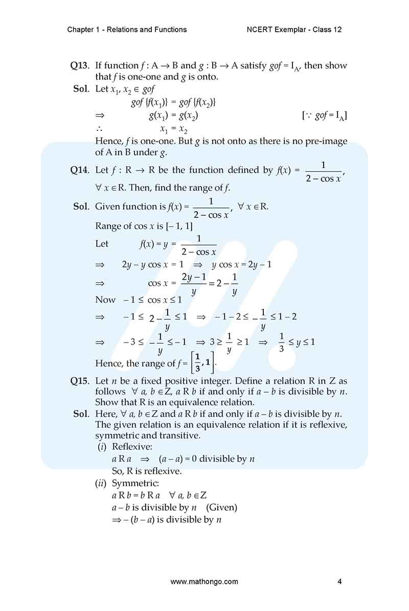NCERT Exemplar for Class 12 Maths Chapter 1 – MathonGo