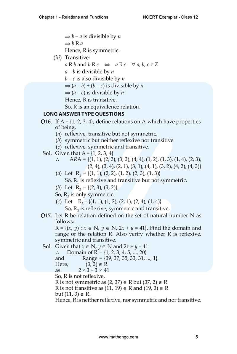 NCERT Exemplar for Class 12 Maths Chapter 1 – MathonGo