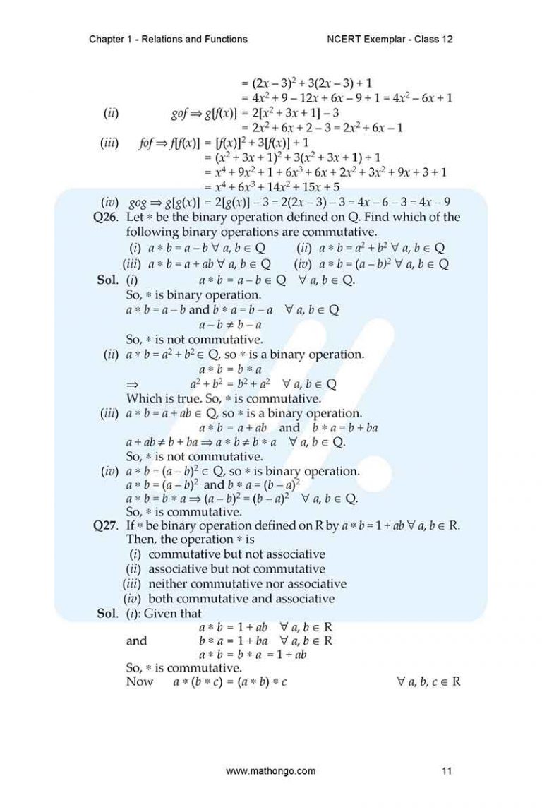 NCERT Exemplar for Class 12 Maths Chapter 1 – MathonGo