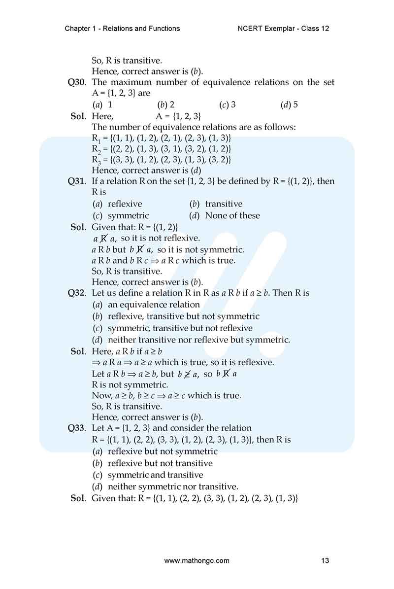 NCERT Exemplar for Class 12 Maths Chapter 1 – MathonGo