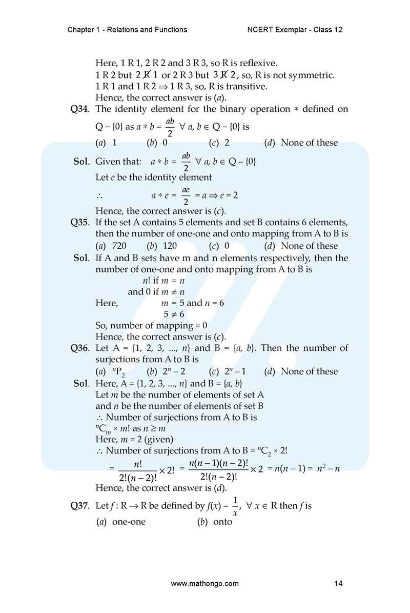 NCERT Exemplar for Class 12 Maths Chapter 1 – MathonGo