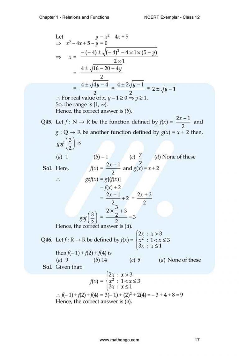 NCERT Exemplar for Class 12 Maths Chapter 1 – MathonGo
