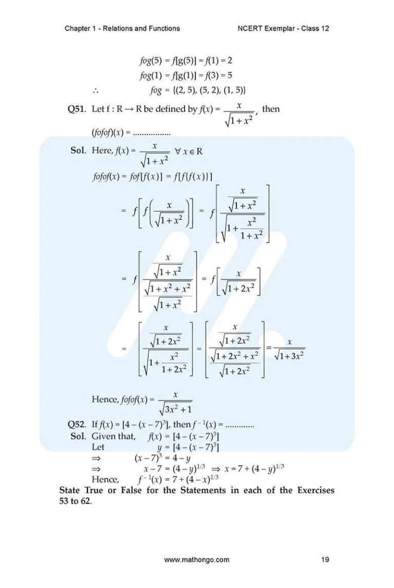 NCERT Exemplar for Class 12 Maths Chapter 1 – MathonGo