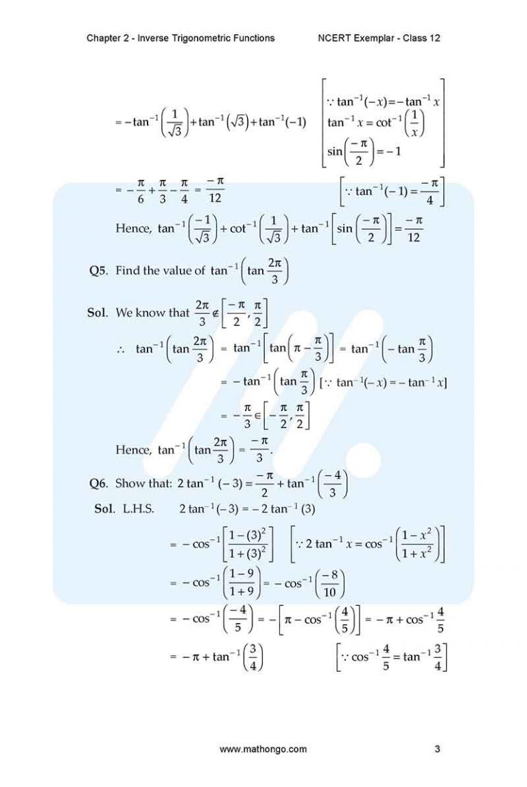 NCERT Exemplar for Class 12 Maths Chapter 2 – MathonGo