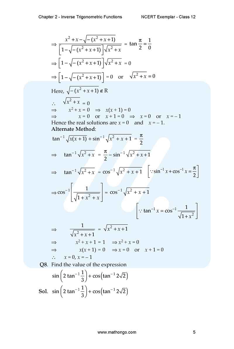 NCERT Exemplar for Class 12 Maths Chapter 2 – MathonGo