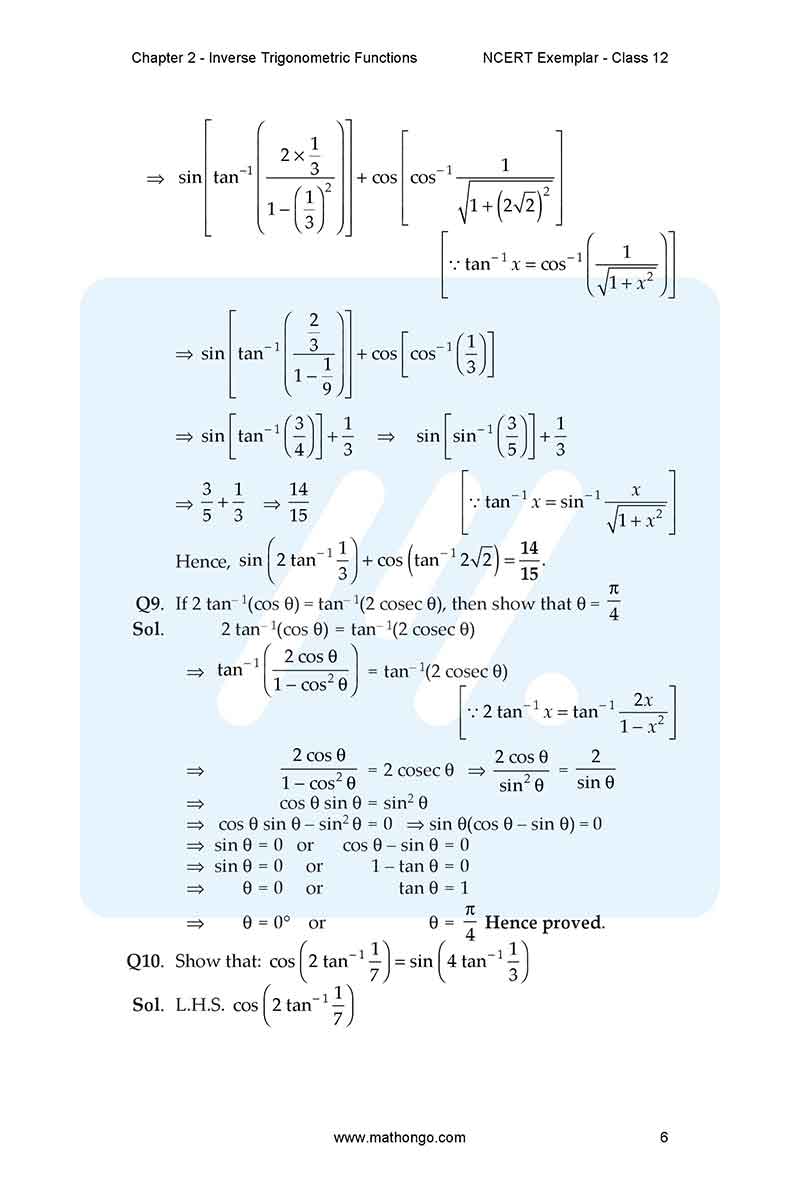 NCERT Exemplar for Class 12 Maths Chapter 2 – MathonGo