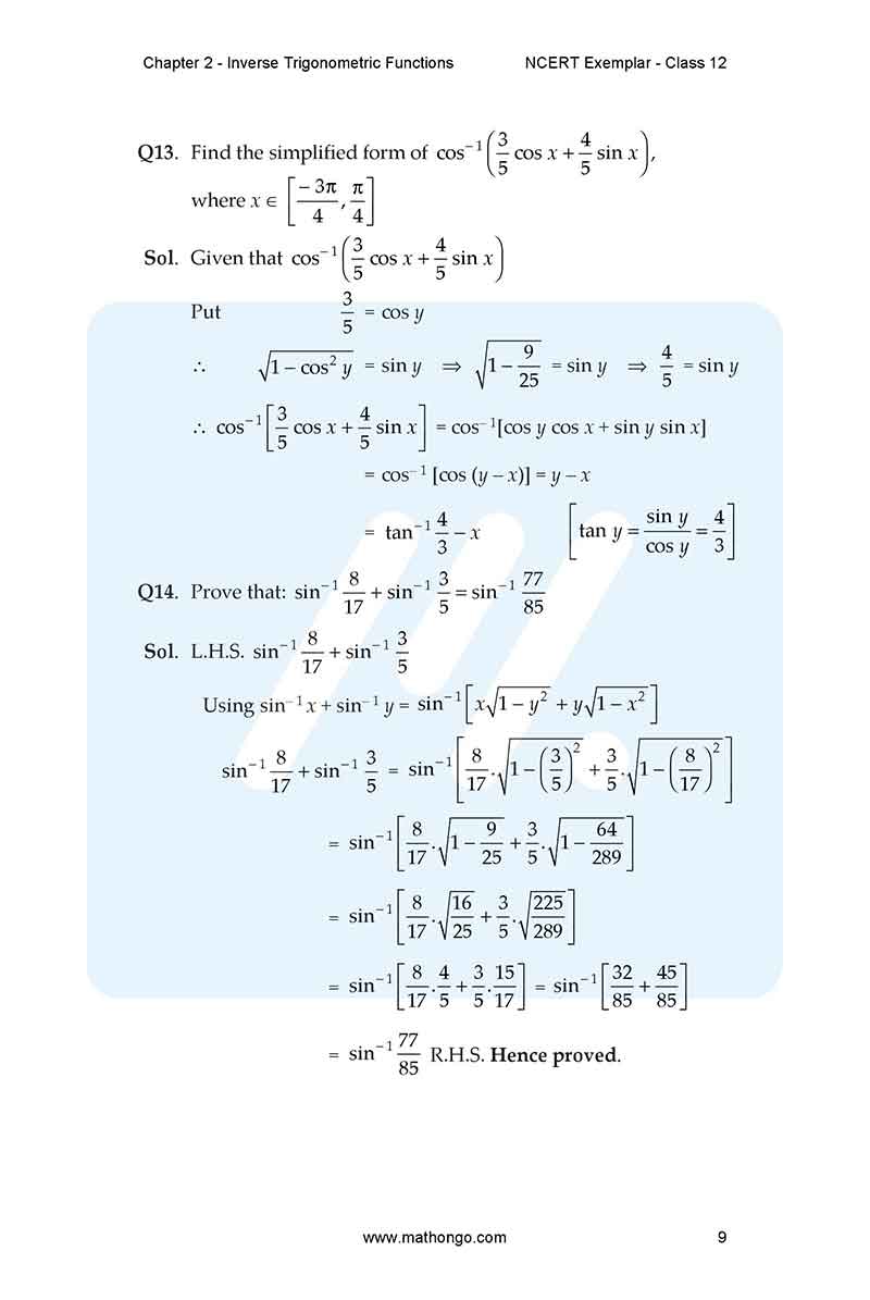 NCERT Exemplar for Class 12 Maths Chapter 2 – MathonGo