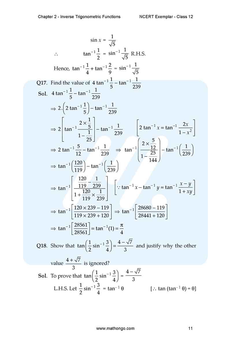 NCERT Exemplar for Class 12 Maths Chapter 2 – MathonGo