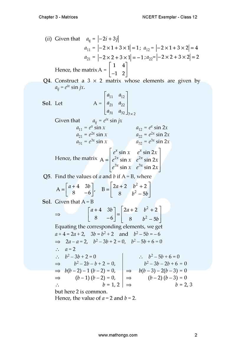 NCERT Exemplar for Class 12 Maths Chapter 3 – MathonGo