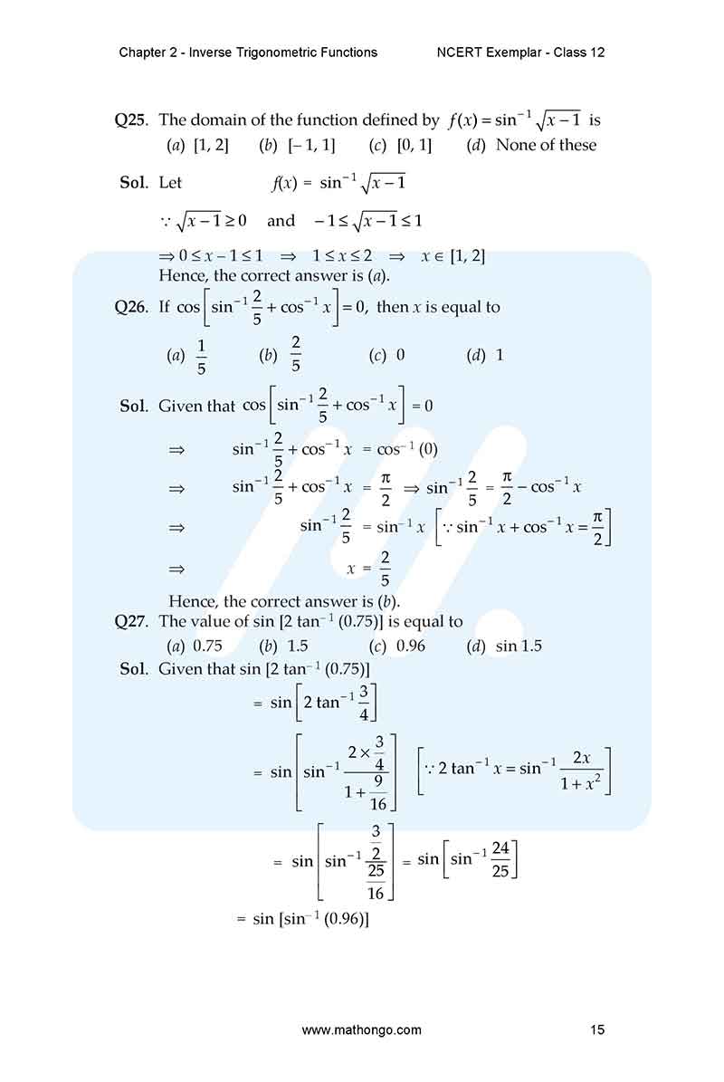 NCERT Exemplar for Class 12 Maths Chapter 2 – MathonGo