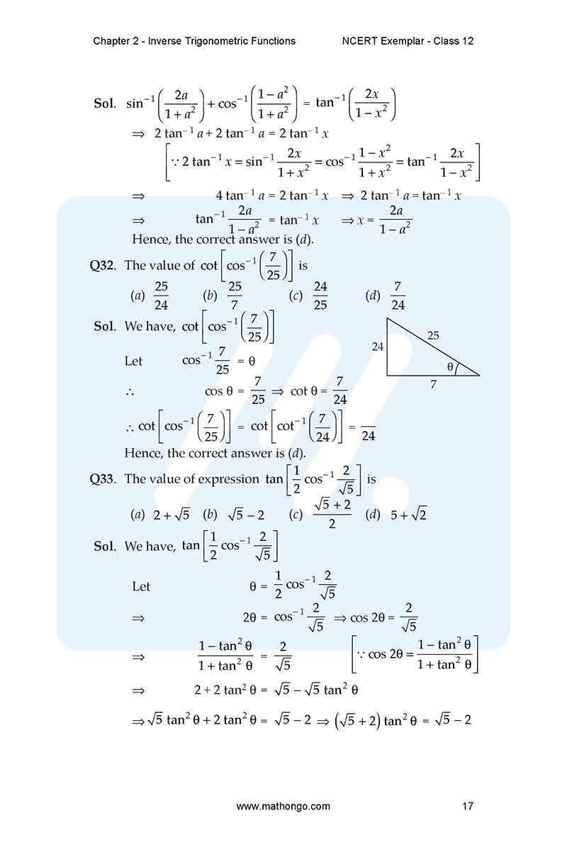 NCERT Exemplar for Class 12 Maths Chapter 2 – MathonGo