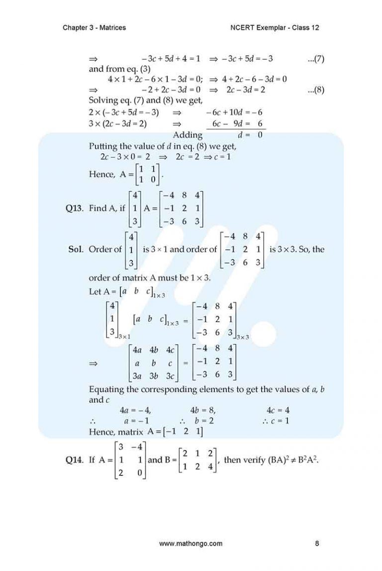 NCERT Exemplar for Class 12 Maths Chapter 3 – MathonGo
