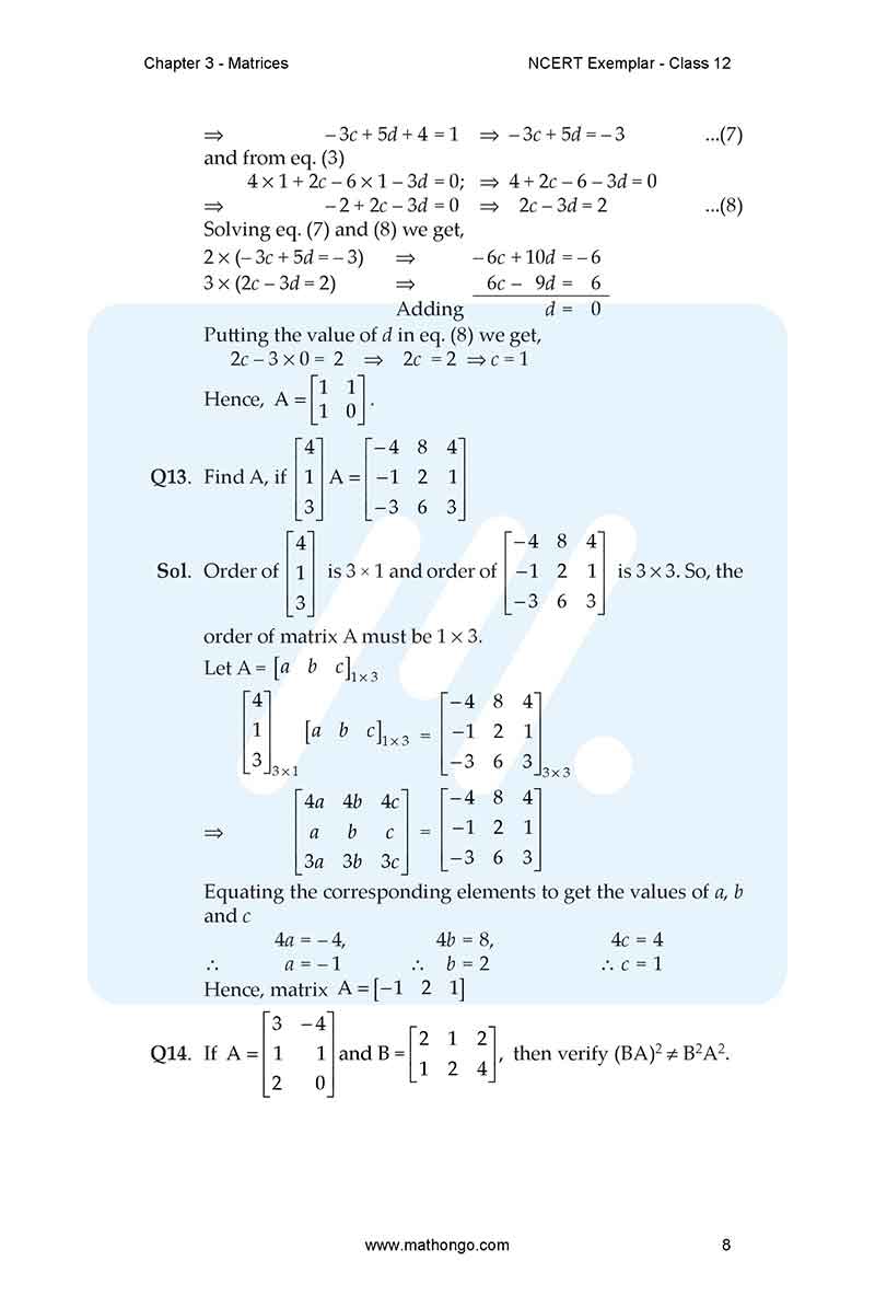 NCERT Exemplar for Class 12 Maths Chapter 3 – MathonGo
