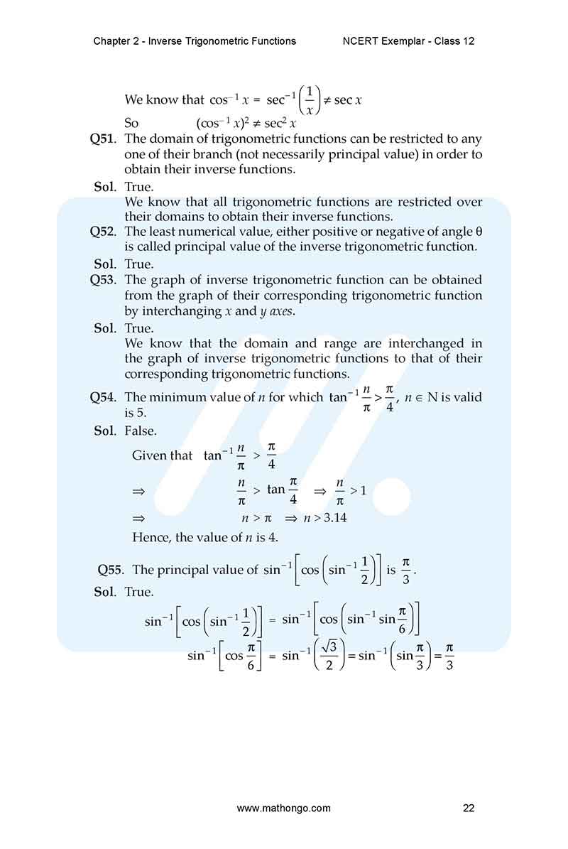 NCERT Exemplar for Class 12 Maths Chapter 2 – MathonGo