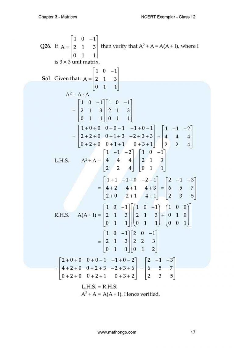 NCERT Exemplar for Class 12 Maths Chapter 3 – MathonGo
