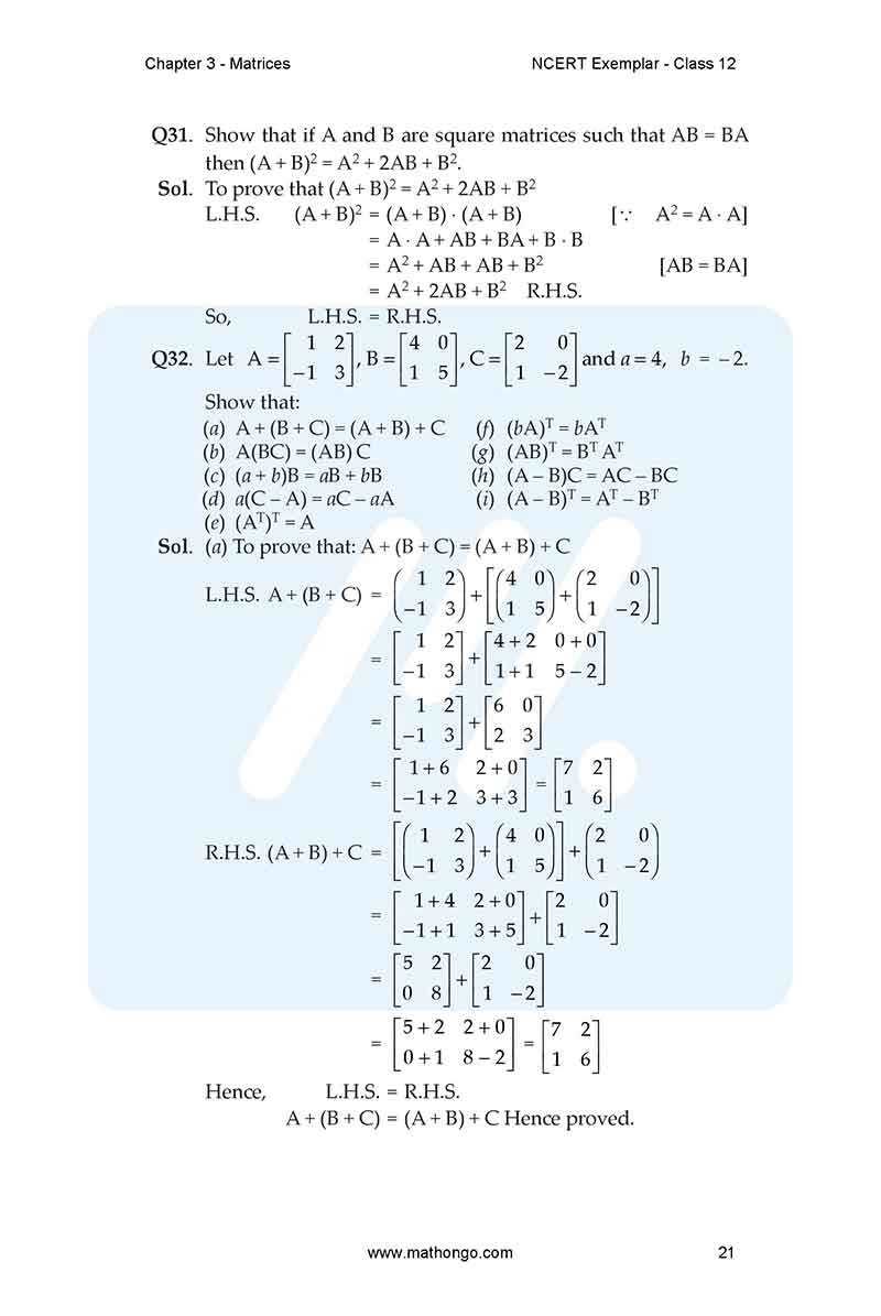 NCERT Exemplar for Class 12 Maths Chapter 3 – MathonGo