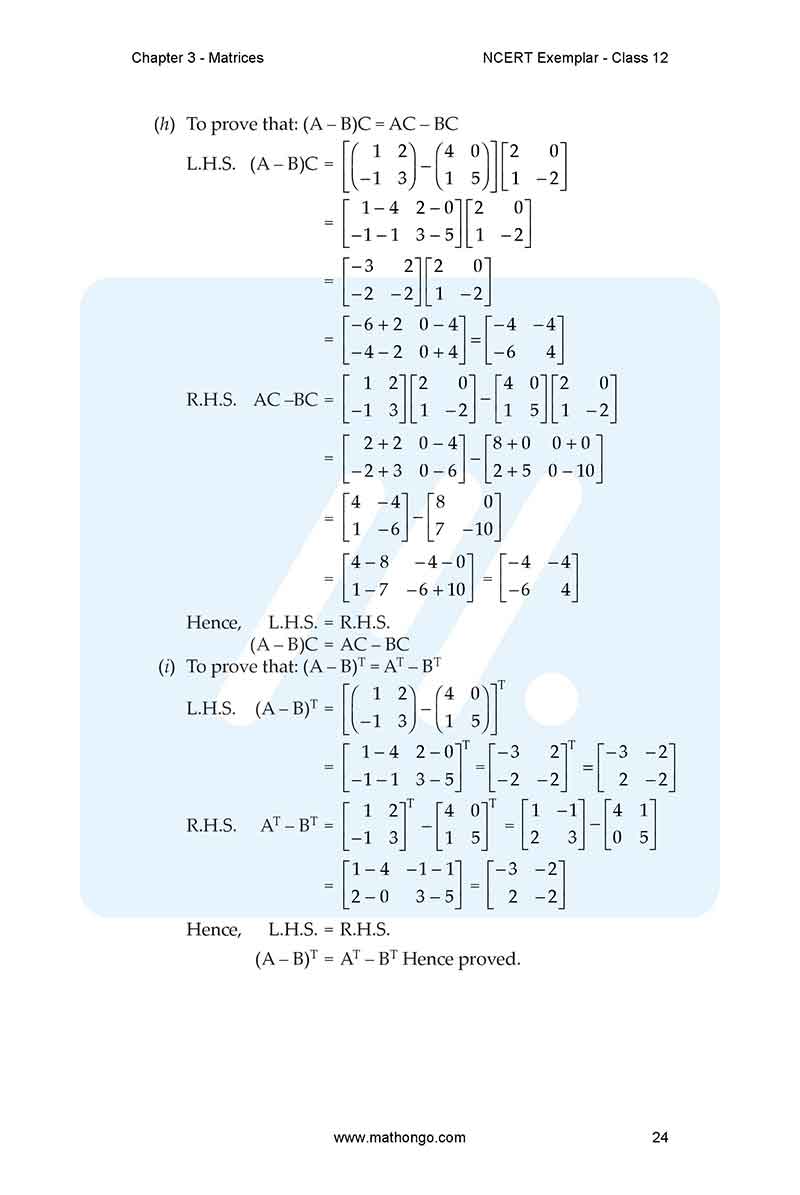 NCERT Exemplar for Class 12 Maths Chapter 3 – MathonGo
