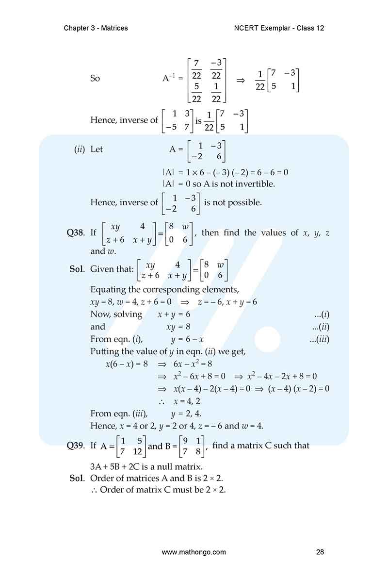 NCERT Exemplar for Class 12 Maths Chapter 3 – MathonGo