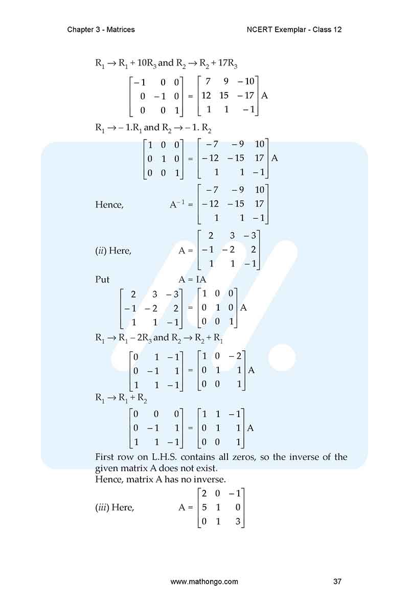 NCERT Exemplar Solutions for Class 12 Maths Chapter 3 - Matrices