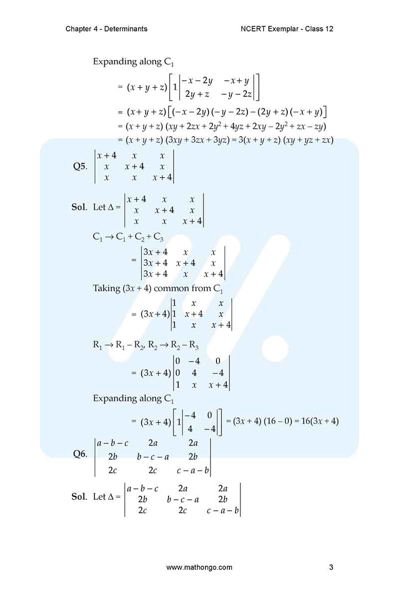 NCERT Exemplar for Class 12 Maths Chapter 4 – MathonGo