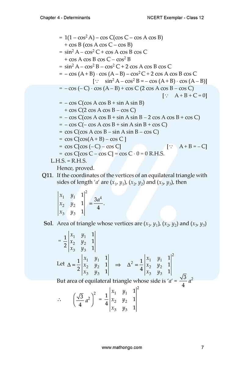 NCERT Exemplar for Class 12 Maths Chapter 4 – MathonGo