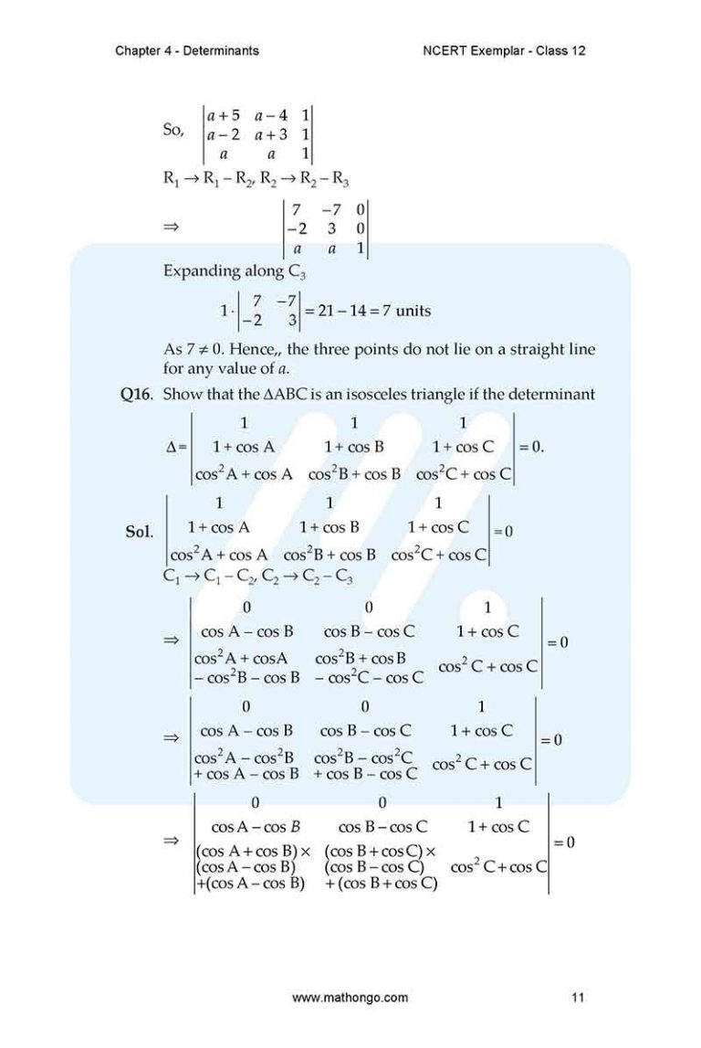 NCERT Exemplar for Class 12 Maths Chapter 4 – MathonGo