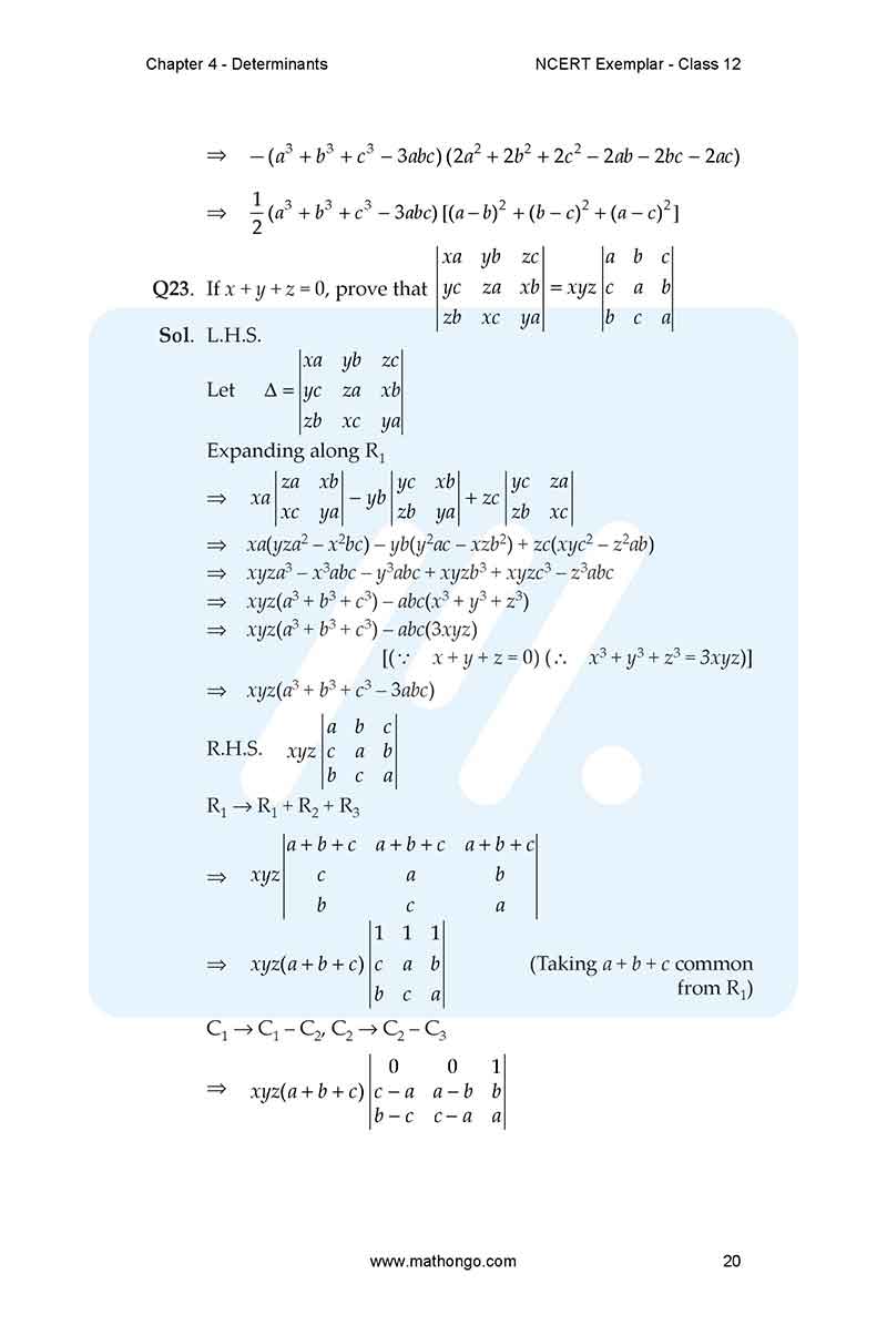 NCERT Exemplar for Class 12 Maths Chapter 4 – MathonGo