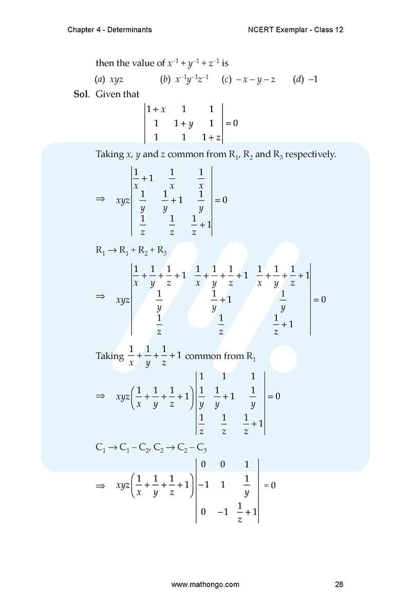 NCERT Exemplar for Class 12 Maths Chapter 4 – MathonGo