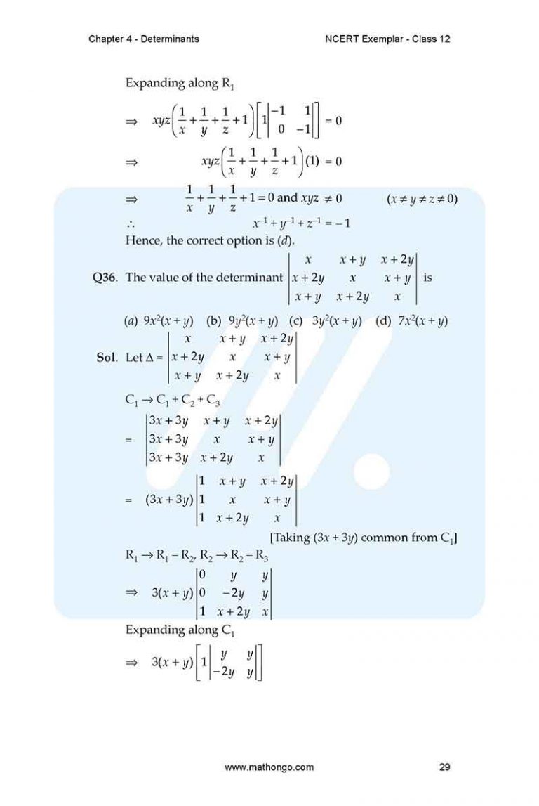 NCERT Exemplar for Class 12 Maths Chapter 4 – MathonGo